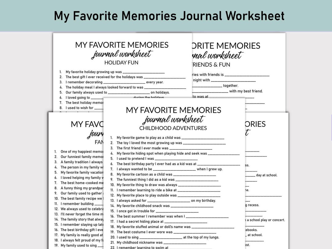 My Favorite Memories Printable Worksheet, Journal Printable, Fill-in ...