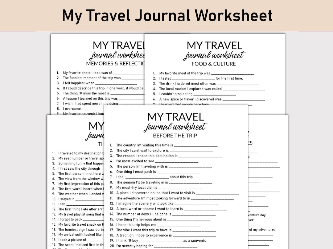 My Travel Journal Printable Worksheet, Journal Printable, Fill-in-the ...