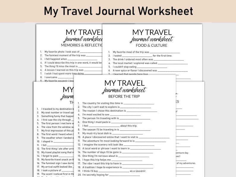 My Travel Journal Printable Worksheet, Journal Printable, Fill-in-the ...