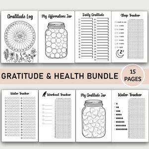 Gratitude Journal Bundle, Printable, Journal Page, Health Trackers ...