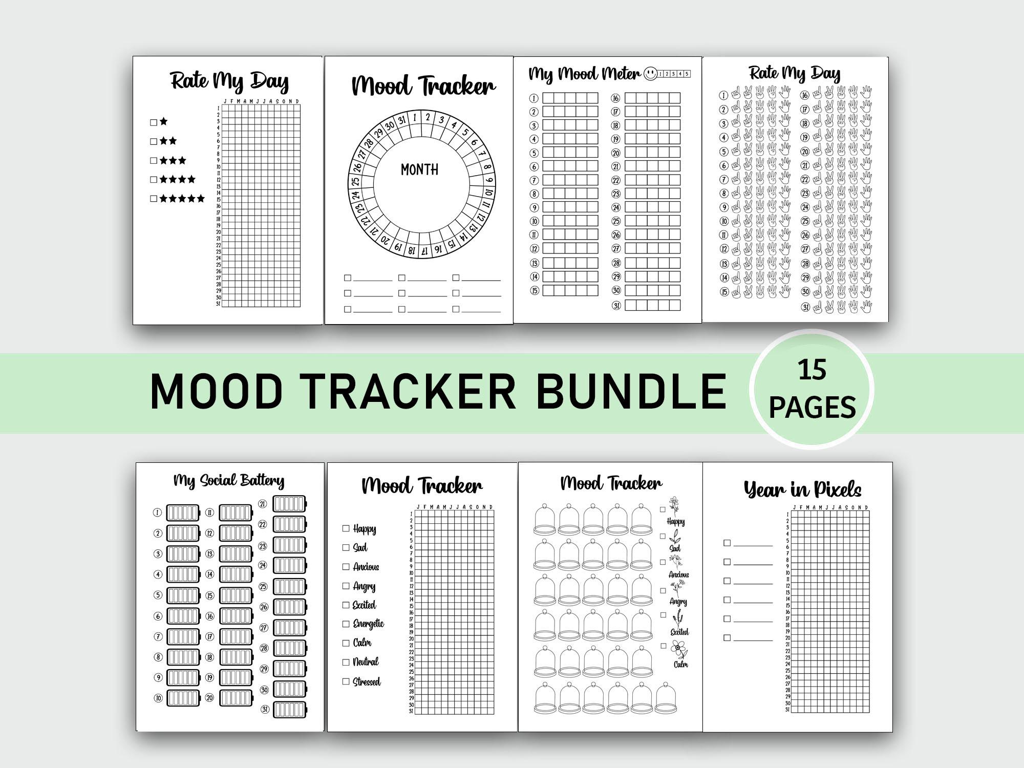 Ultimate Mood Tracker Bundle, Printable, Journal Page, Monthly Mood ...