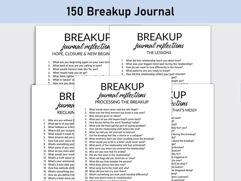 150 Breakup Journal, Printable Journal, Healing, Heartbreak, Healing ...