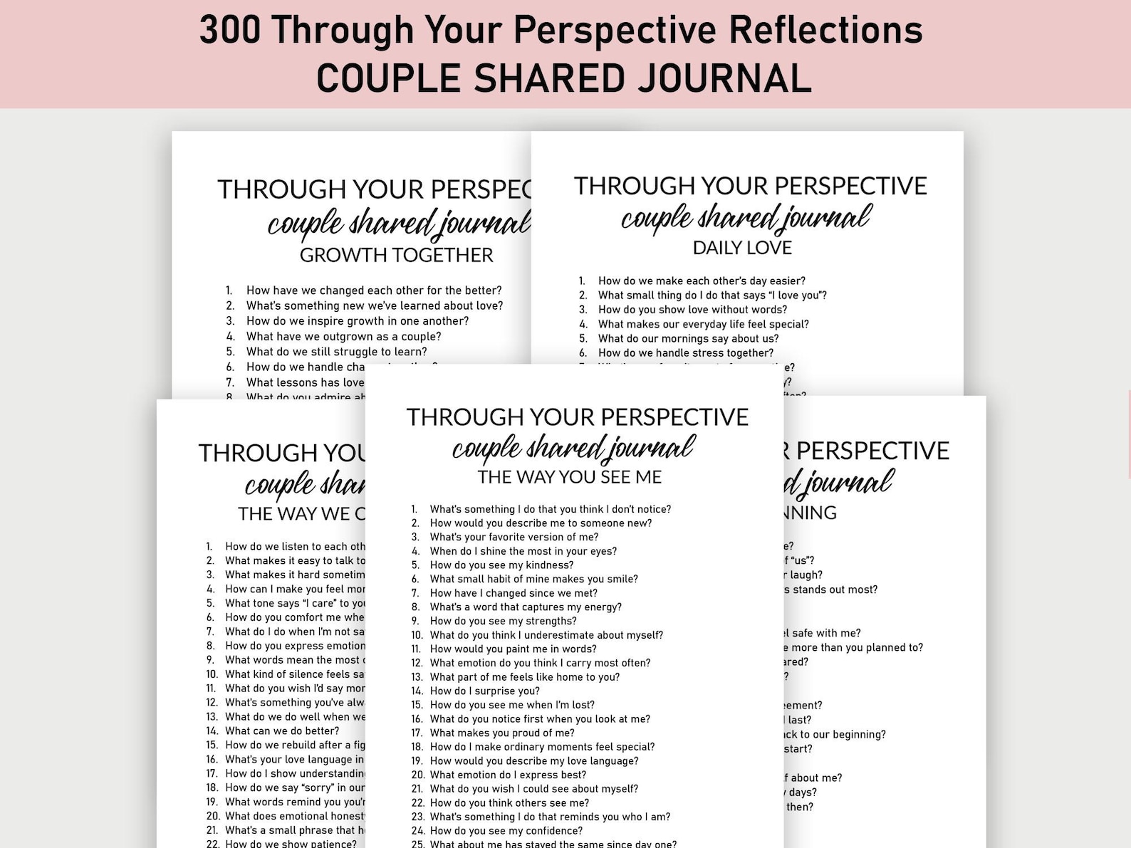 300 Through Your Perspective Couple Shared Journal, Printable, Guided ...