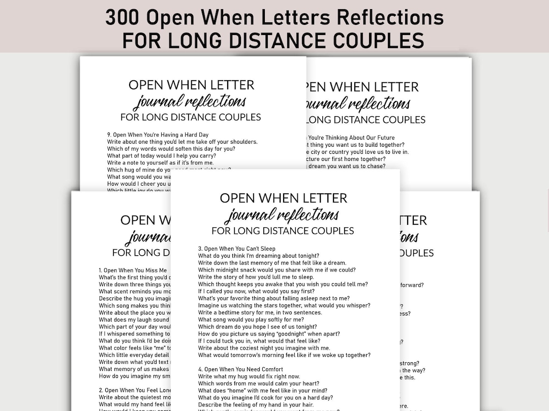 300 Open When Letters for Long Distance Couples, Journal Reflections ...