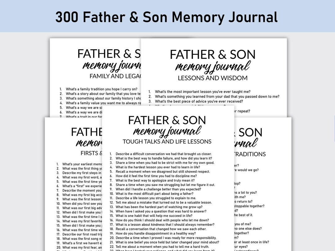 300 Father and Son Memory Journal, Printable, Journal, Guided Father ...