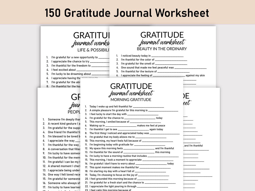 Gratitude Journal Worksheet, Journal Printable, Fill-in-the-blank ...