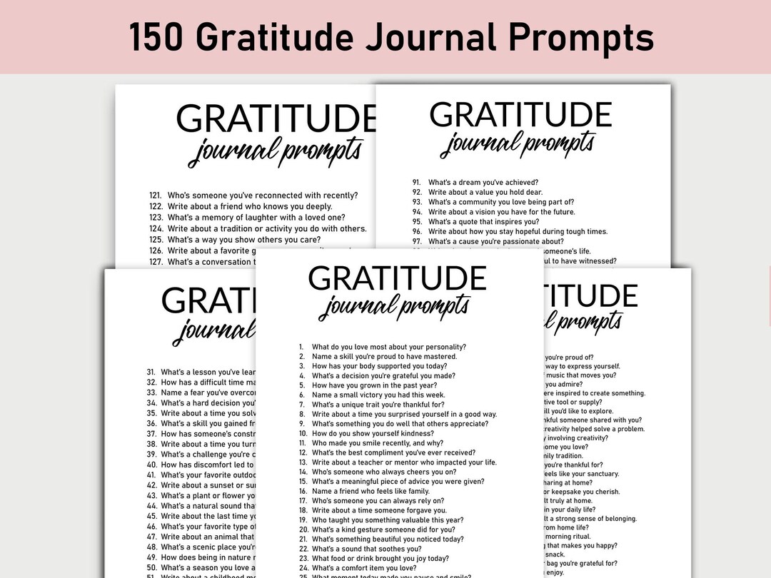150 Gratitude Journal Prompts, Printable, Journal, Minimalist ...