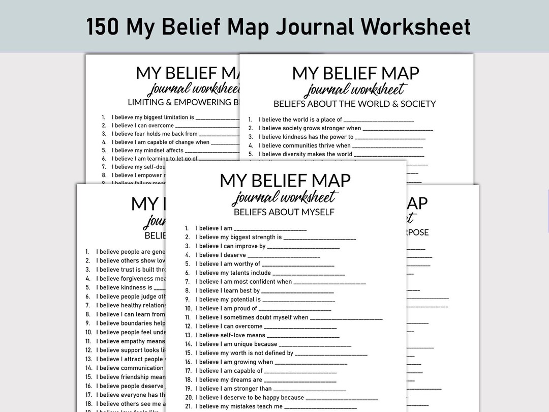 My Belief Map Printable Worksheet, Journal Printable, Fill-in-the-blank ...