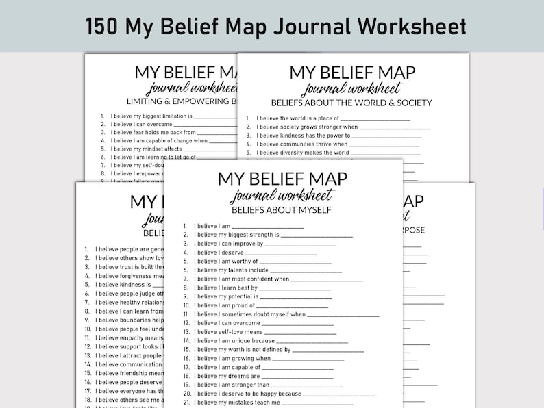 My Belief Map Printable Worksheet, Journal Printable, Fill-in-the-blank ...