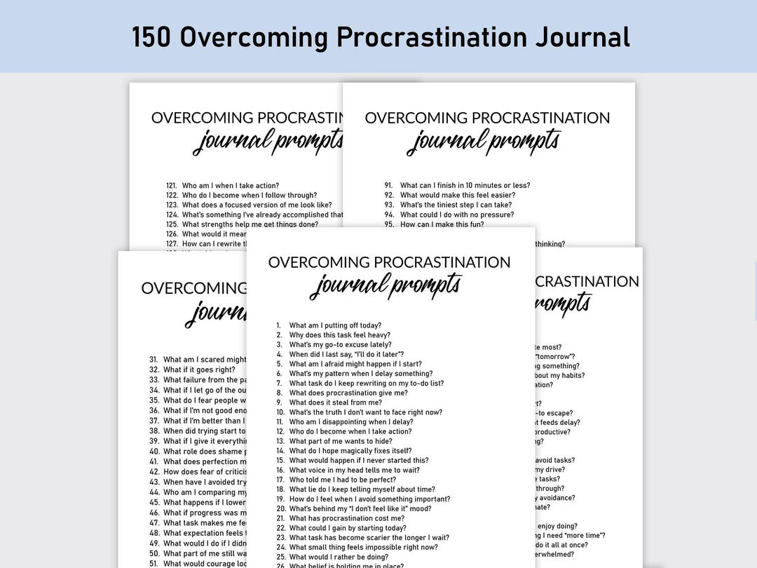 150 Overcoming Procrastination Journal, Printable, Journal, Boost ...