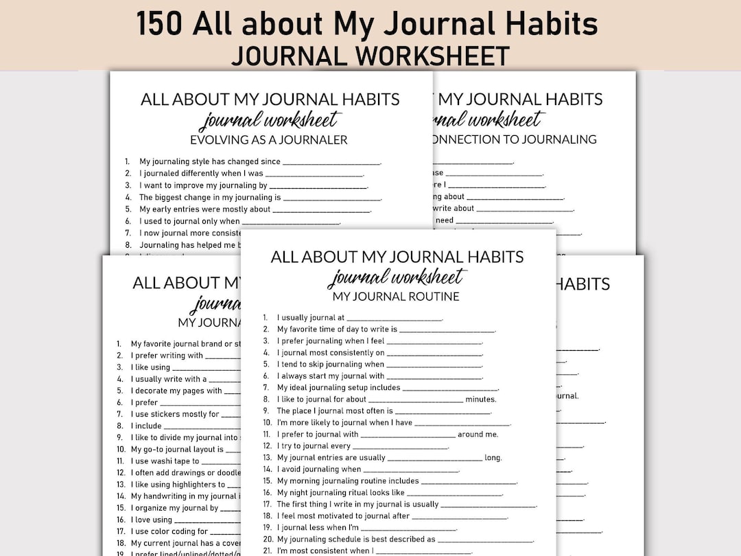 All About My Journal Habits Printable Worksheet, Journal Printable ...