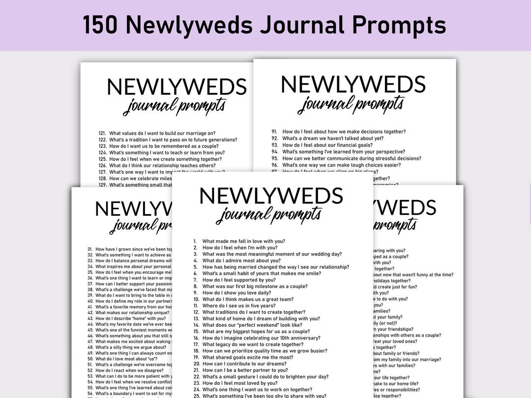 150 Newlyweds Journal Prompts , Printable, Journal, Minimalist, Love ...