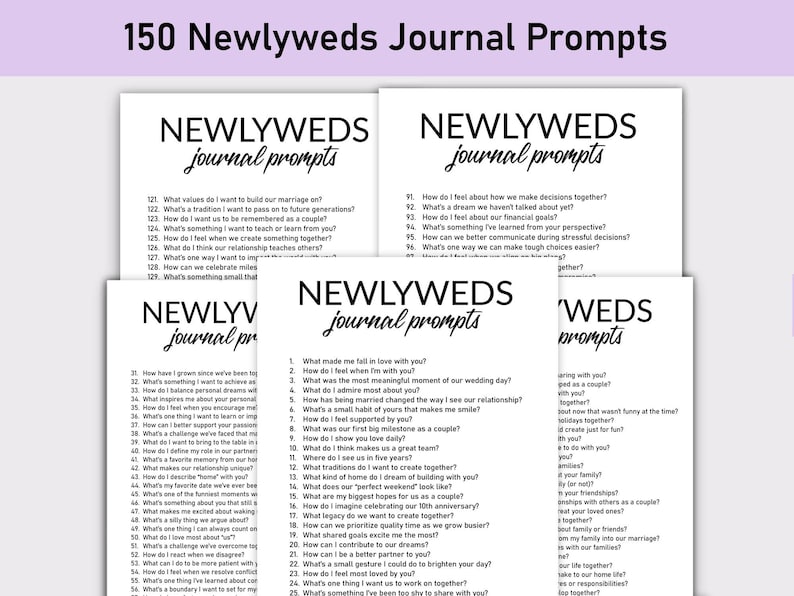 150 Newlyweds Journal Prompts , Printable, Journal, Minimalist, Love ...