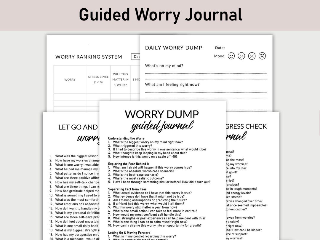 Guided Worry Journal, Overthinking Journal Bundle, Printable Journal ...