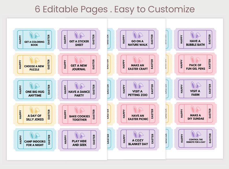 60 Editable Easter Egg Filler Coupon Ticket Template, Easter Day ...