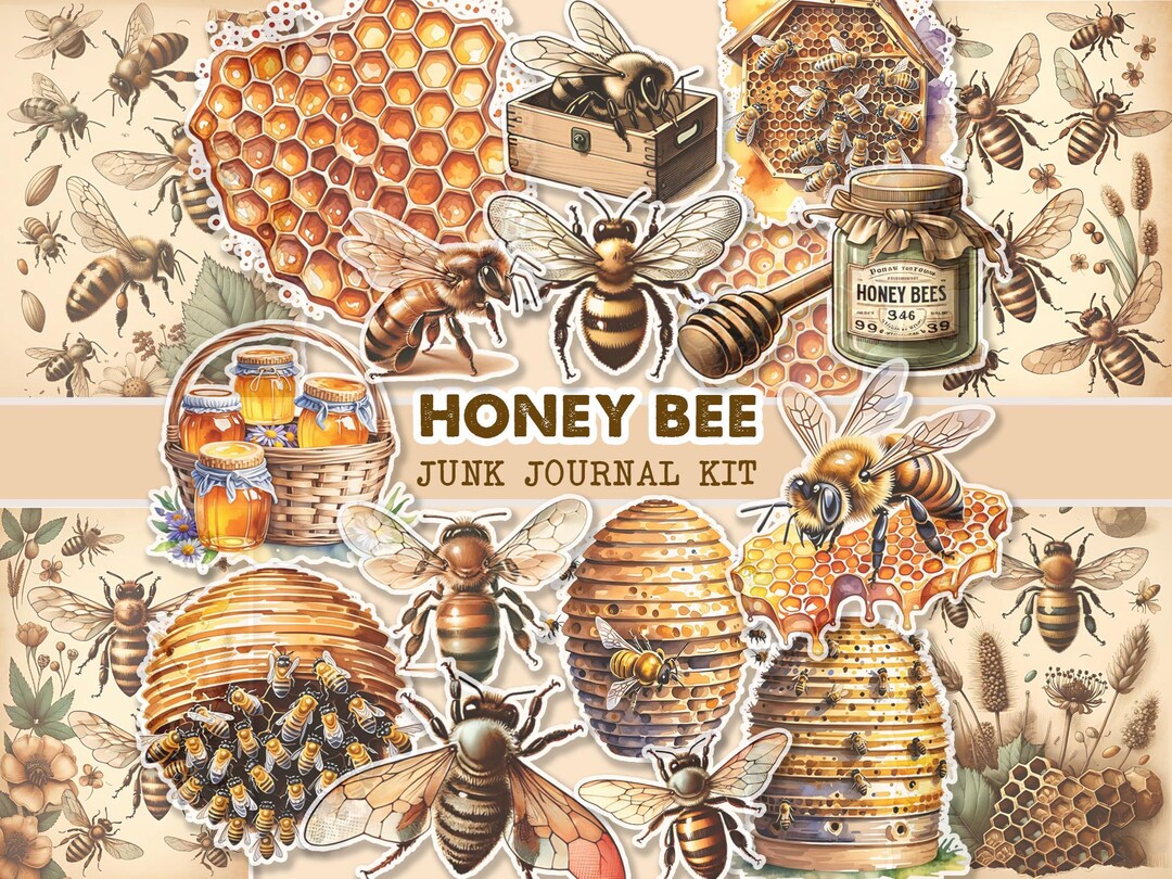 Vintage Honey Bee Junk Journal Kit, Printable, Ephemera, Digital Papers ...