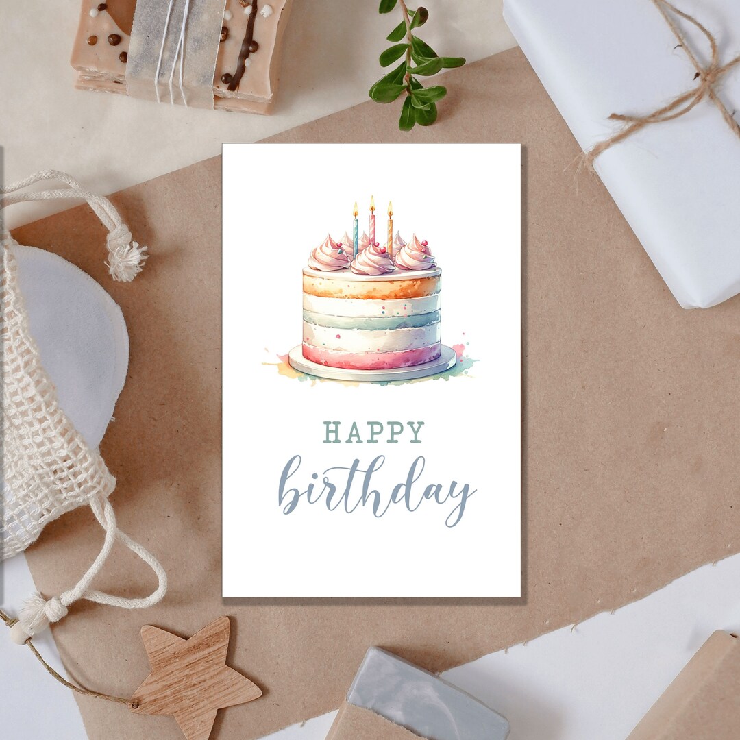 Happy Birthday Card, Printable Template, Printable Card, DIY ...