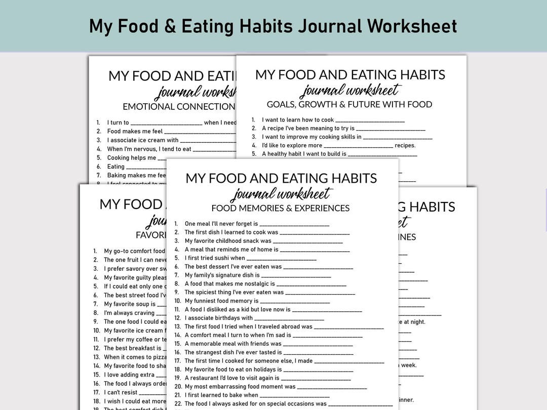 My Food and Eating Habits Printable Worksheet, Journal Printable, Fill ...