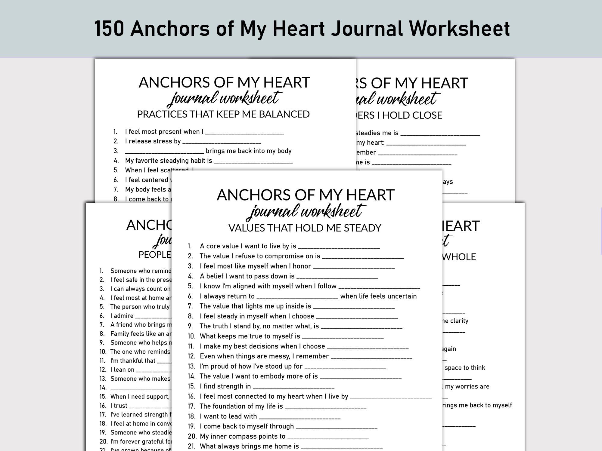 Anchors of My Heart Printable Worksheet, Journal Printable, Fill-in-the ...