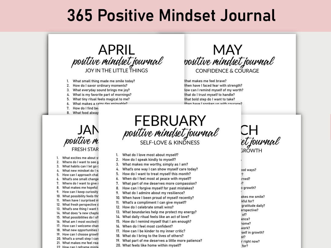 365 Positive Mindset Journal, Printable, Journal, Minimalist ...