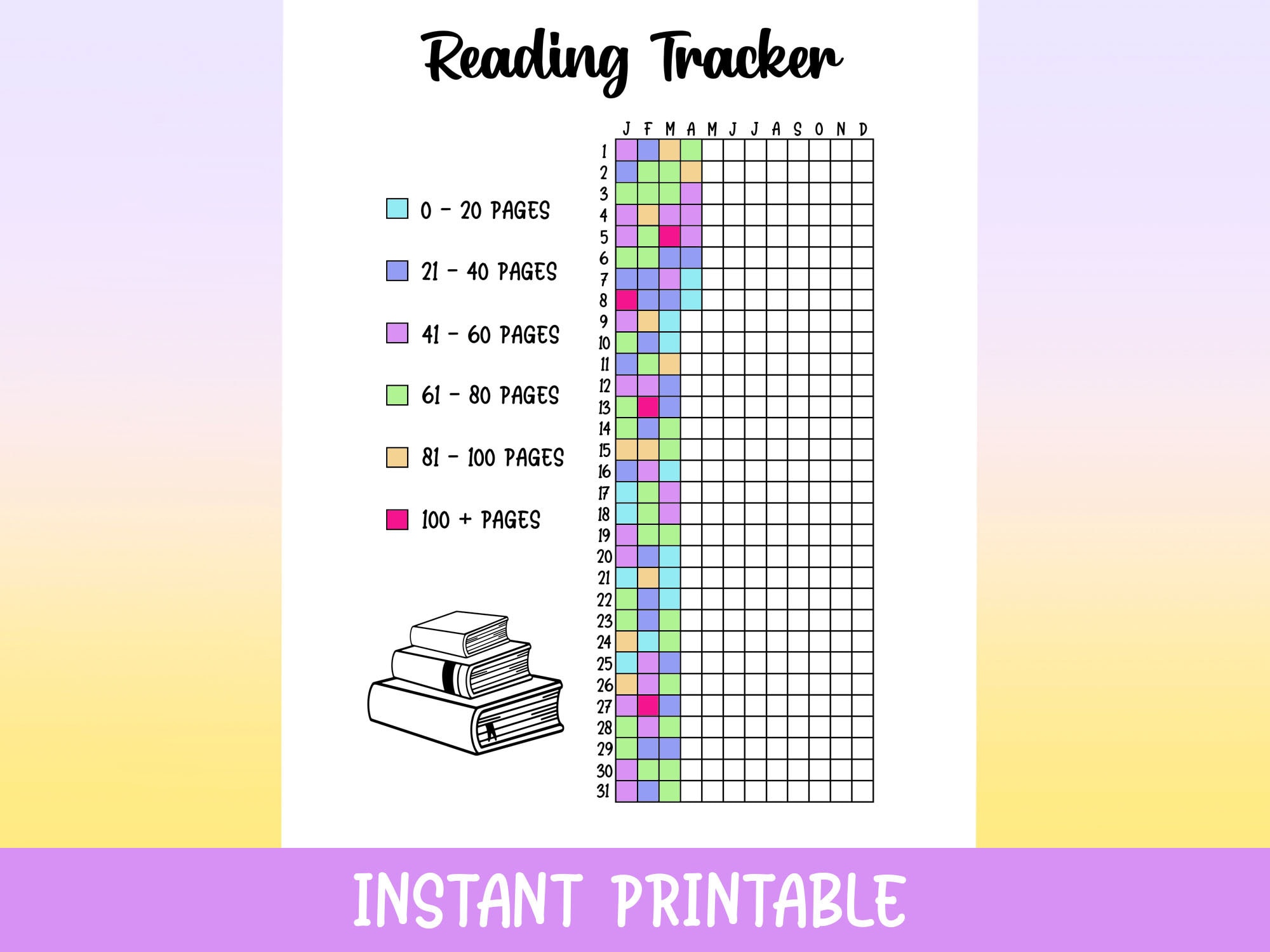 Reading Tracker Printable, Instant Download, Planner, Journal Page ...
