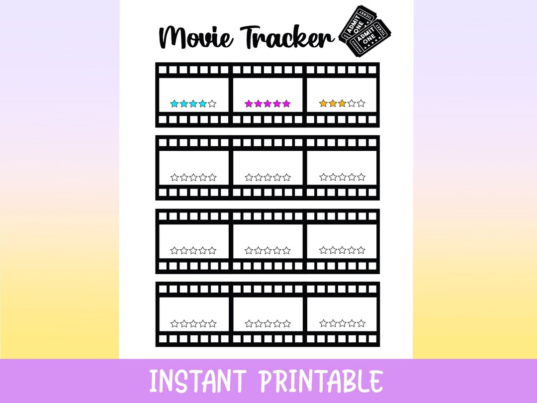 Movie Tracker, Instant Download Printable, Film Tracker, Planner ...