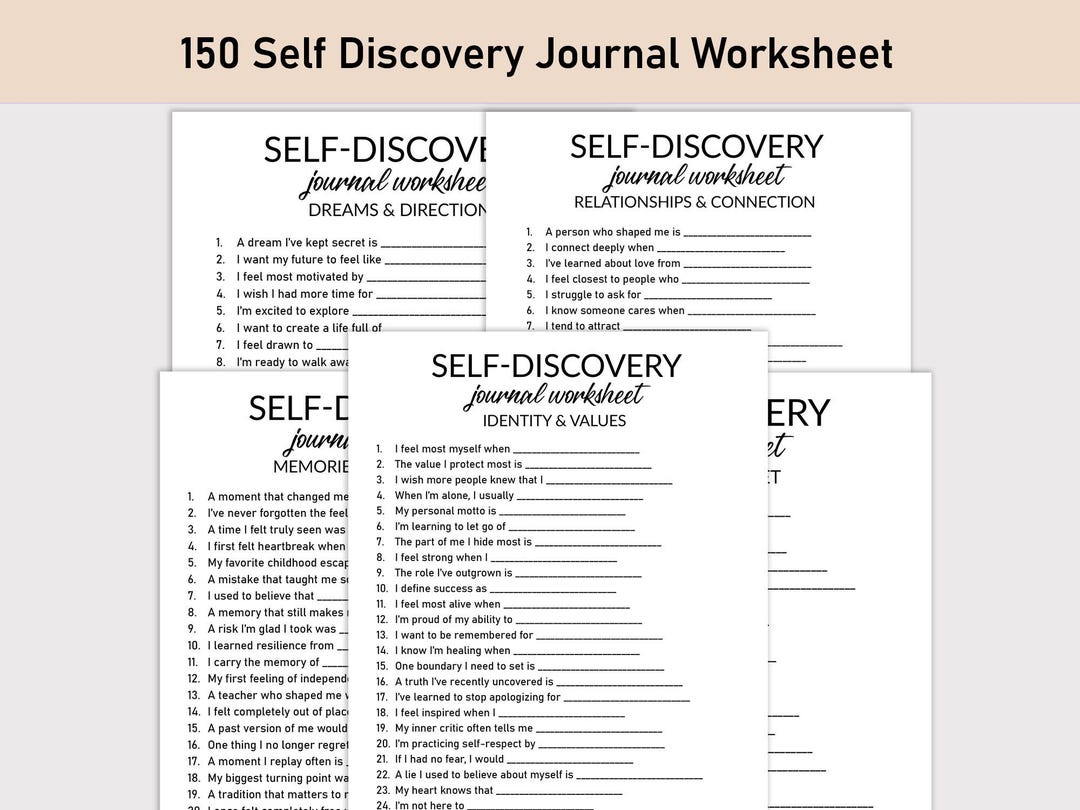 Self Discovery Printable Worksheet, Journal Printable, Fill-in-the ...