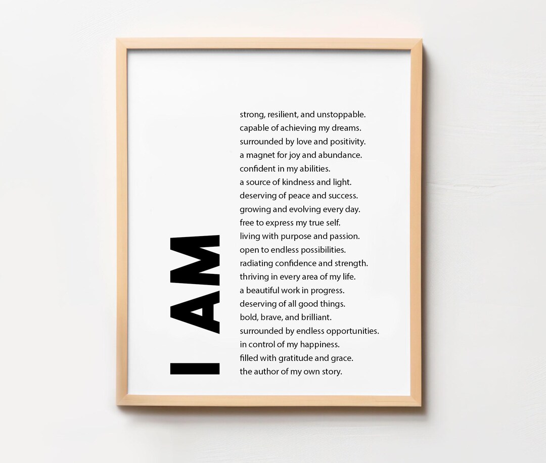 I Am Affirmations Poster, Wall Art, Printable Wall Decor, Affirmations ...