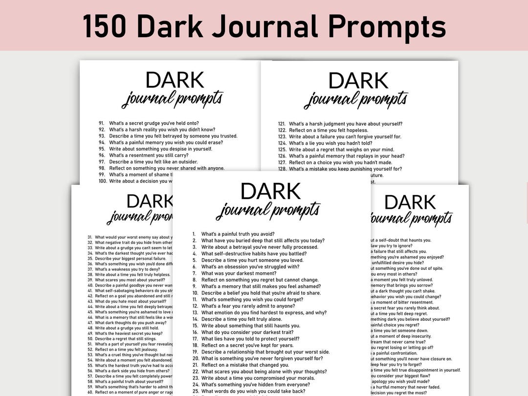 150 Dark Journal Prompts, Journal Prompts, Healing, Printable, Journal ...
