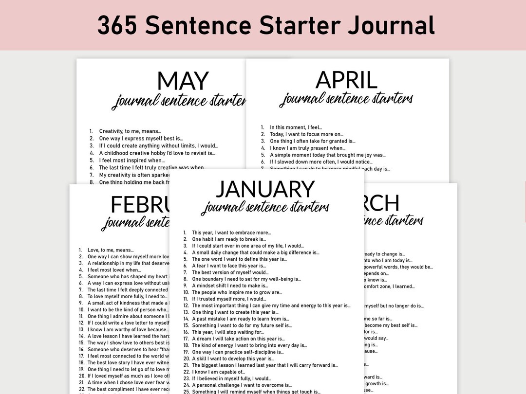 365 Sentence Starter Journal, Journal Printable, Reflections, Personal ...