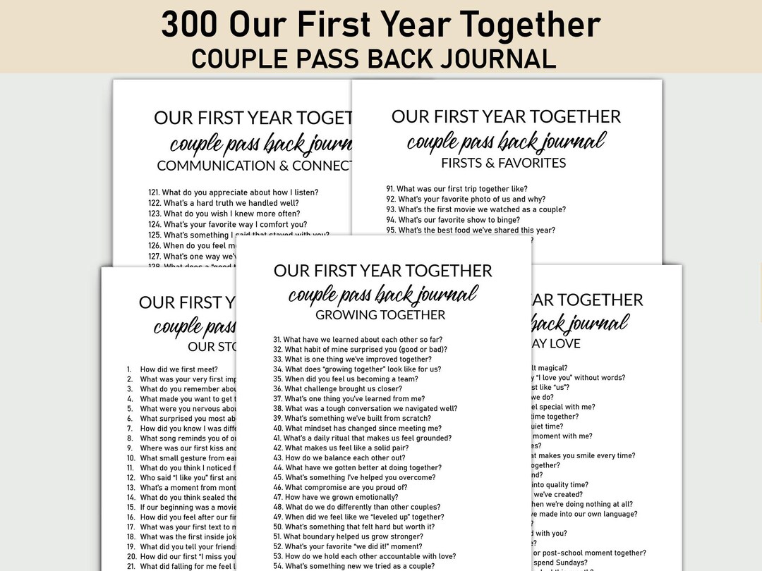300 Our First Year Together Couple Pass Back Journal, Printable, Guided ...