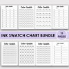 Color Swatch Chart Bundle, Printable, Blank Color Swatch, Journal, Ink ...