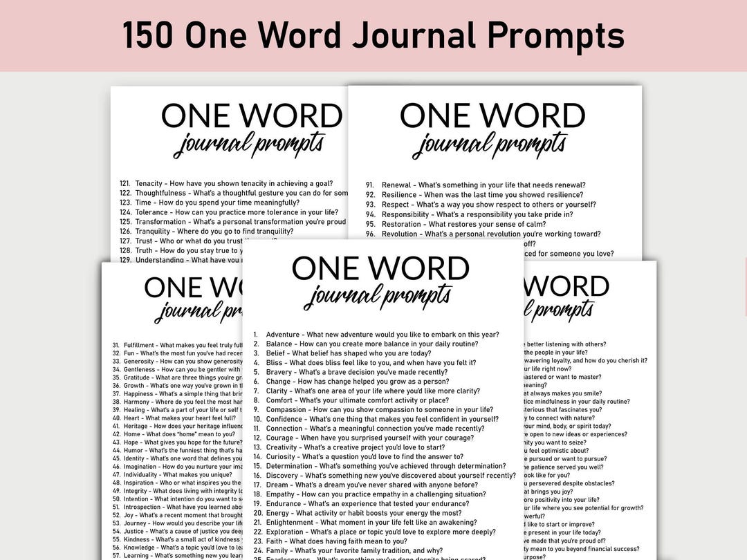 150 One Word Journal Prompts, Journal Prompts, Healing, Printable ...