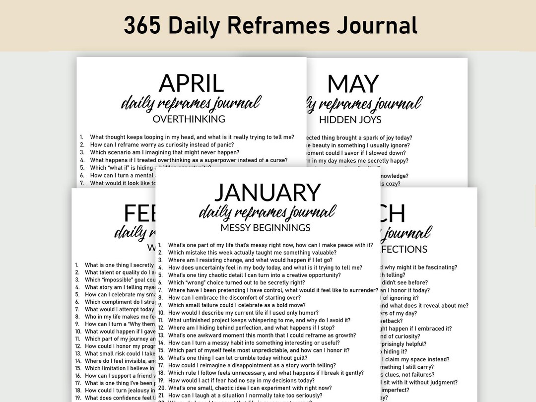 365 Daily Reframes Journal, Printable, Journal, Self-discovery, Growth ...