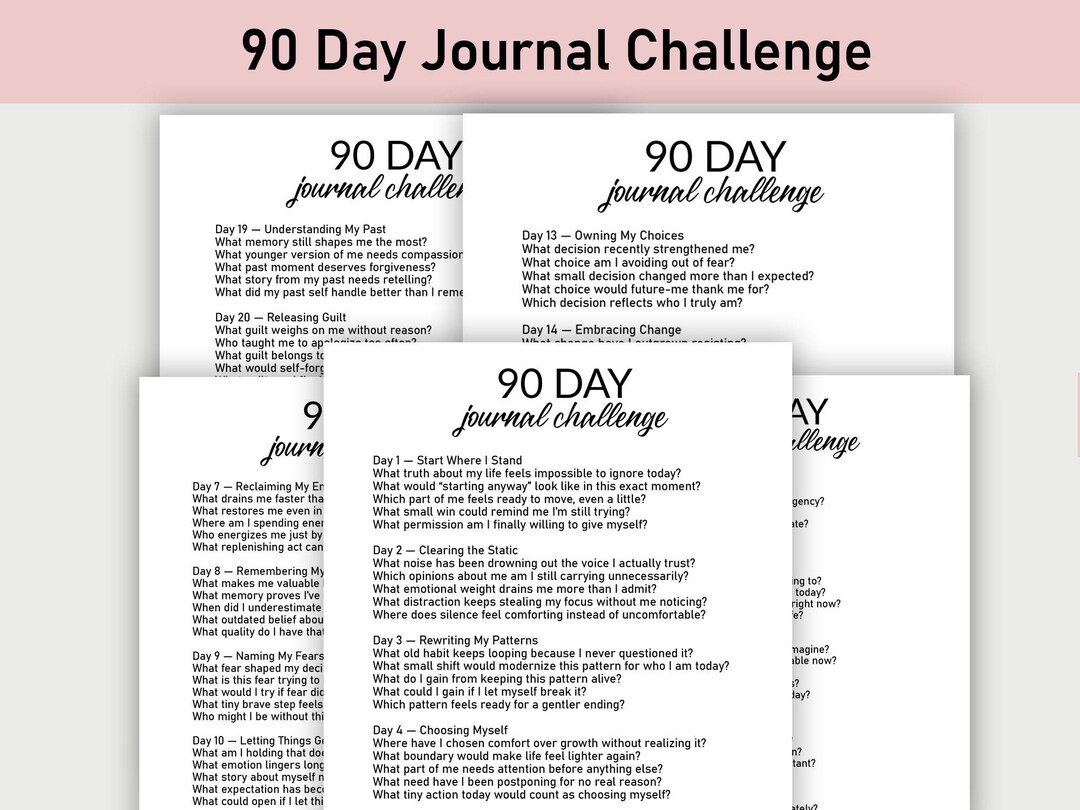 90 Day Journal Challenge Printable, Challenge Printable, Guided Journal ...