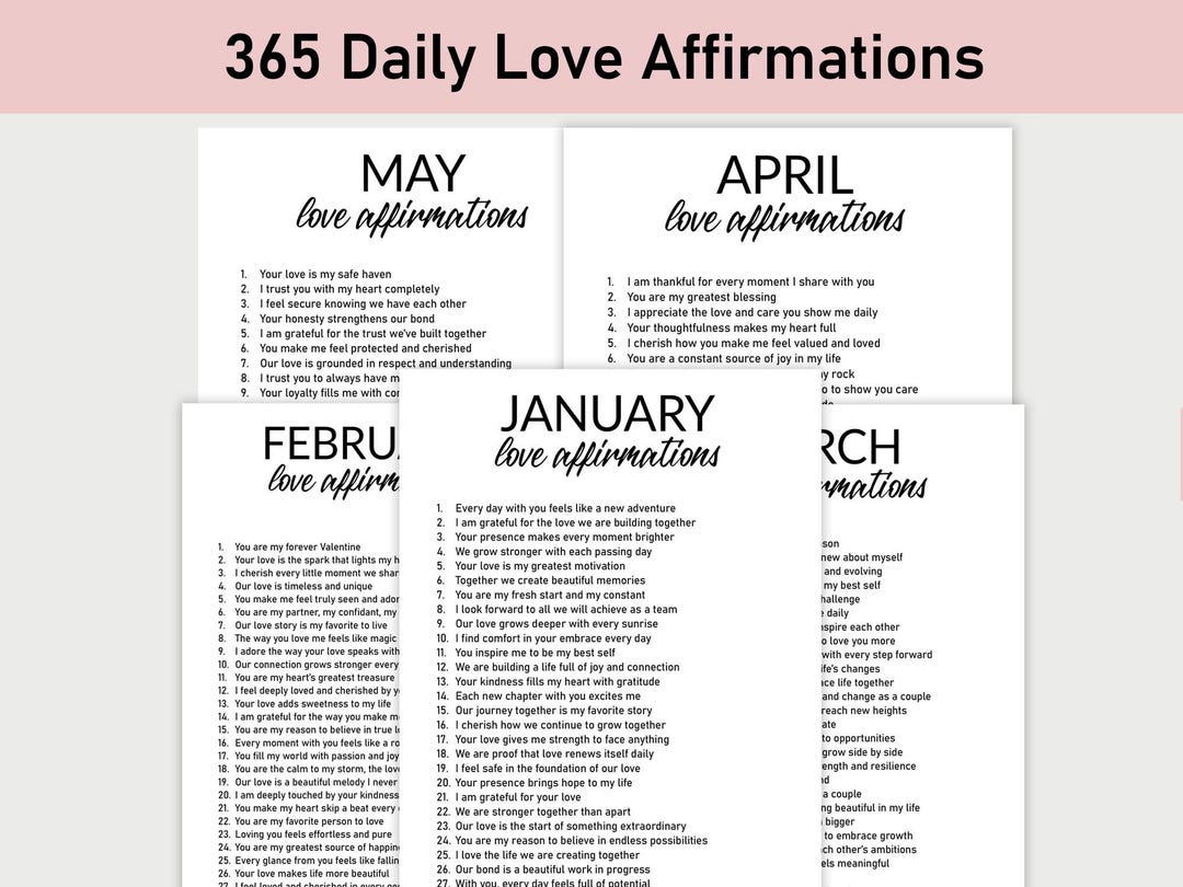365 Daily Love Affirmations , Printable, Journal, Words of Affirmations ...