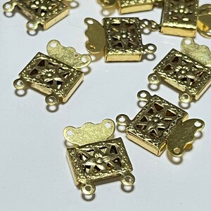 Set of 10 Double Strand Gold Filigree Box Clasps 10 X 15mm Flower ...