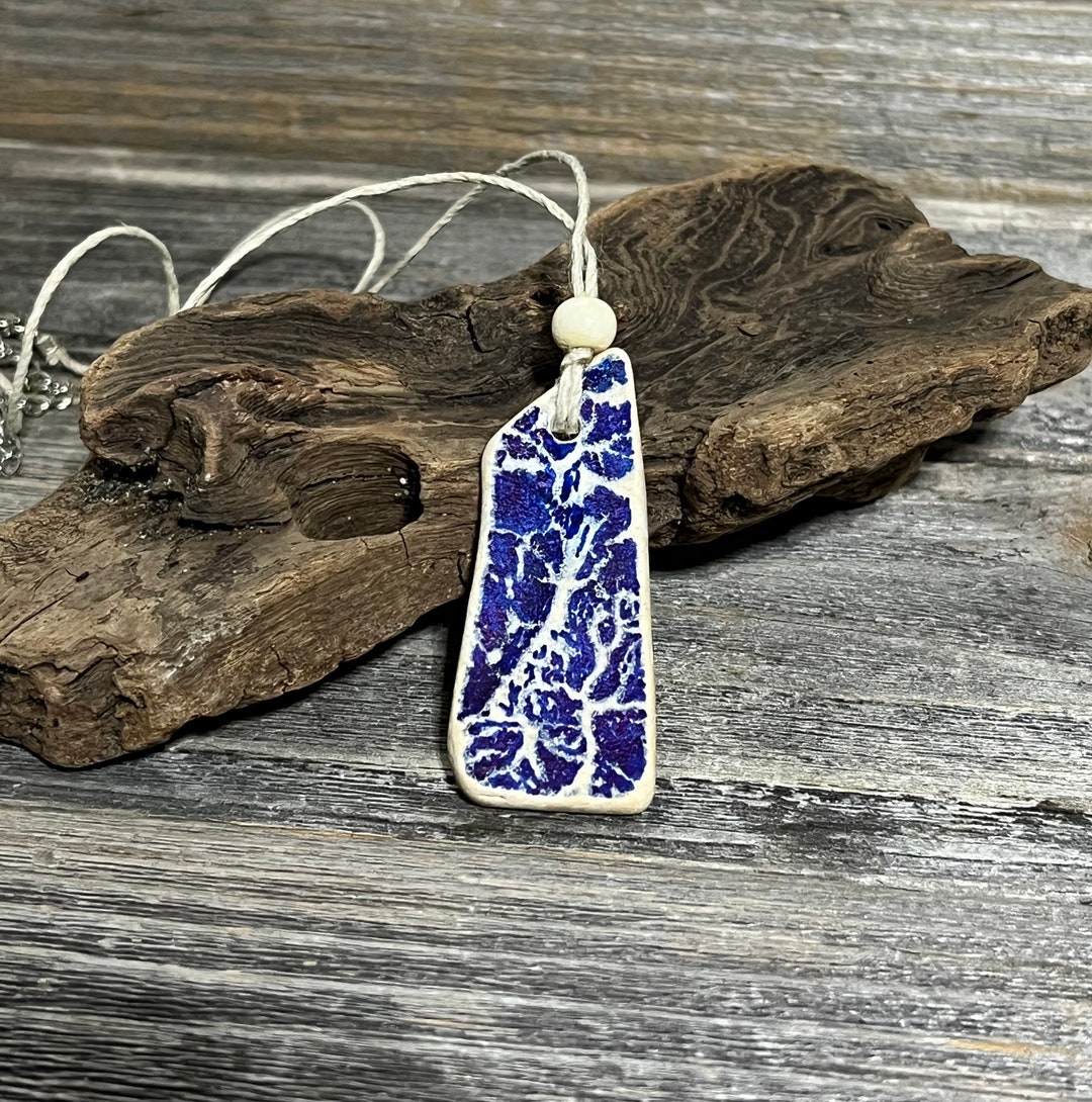 Vintage Blue Beach Pottery Shard Pendant Necklace Please See ...