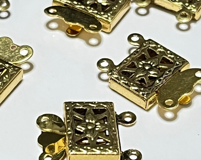 Set of 10 Double Strand Gold Filigree Box Clasps! 10 X 15mm Flower ...