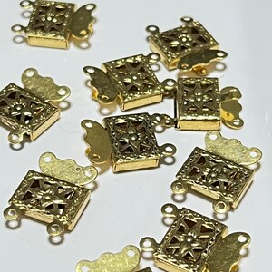 Set of 10 Double Strand Gold Filigree Box Clasps 10 X 15mm Flower ...