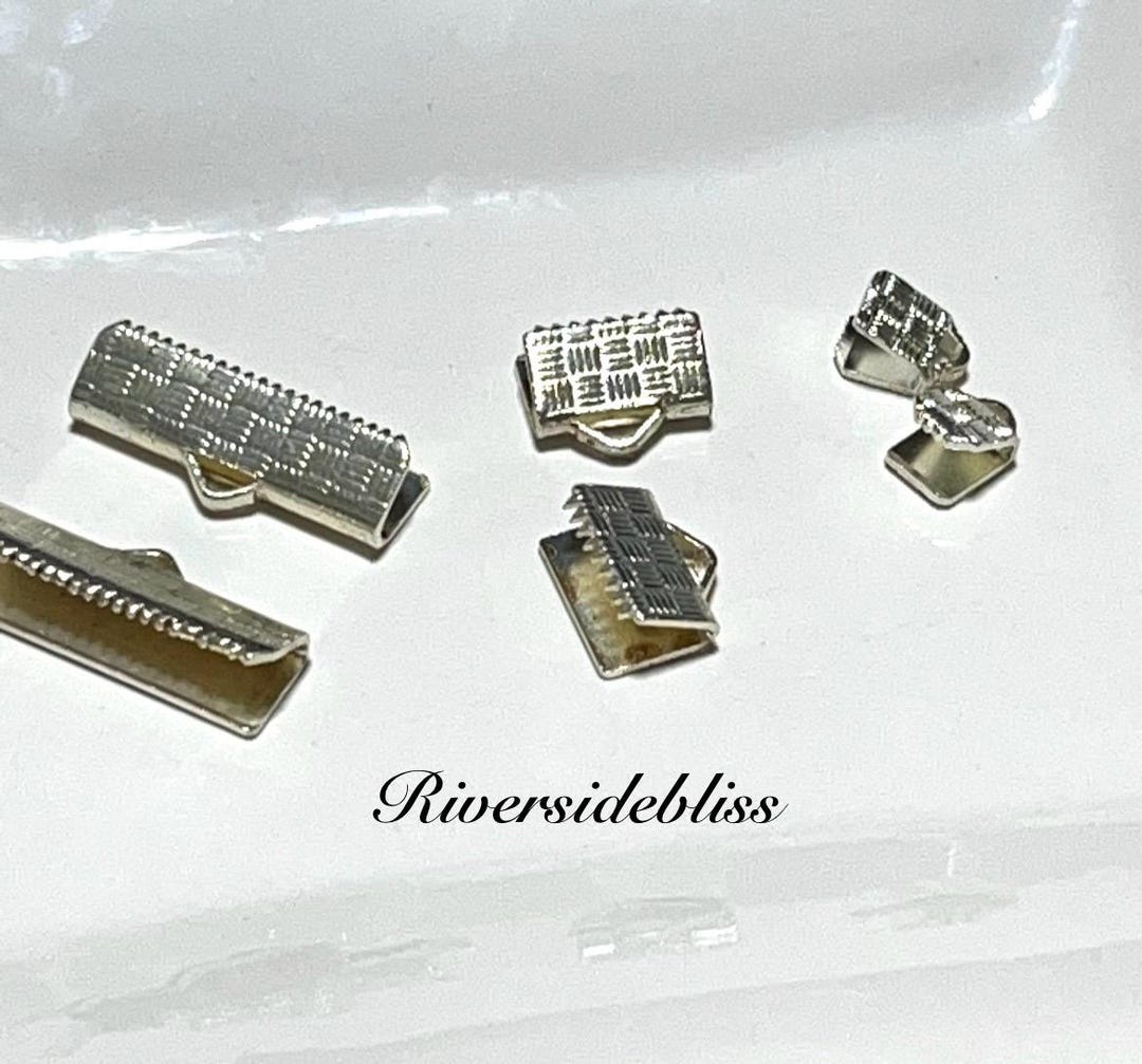 2 Set of Three Sizes Ribbon End Crimps Tassel Clamp Bars Silver Ribbon ...