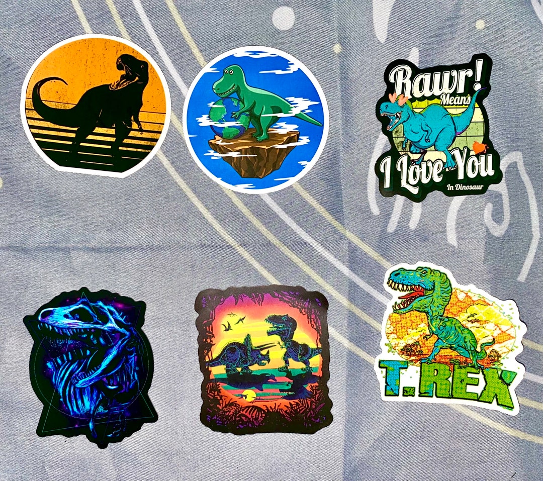 Dinosaur Themed Sticker 5 Pack Plus 1 and FREE SHIPPING - Etsy