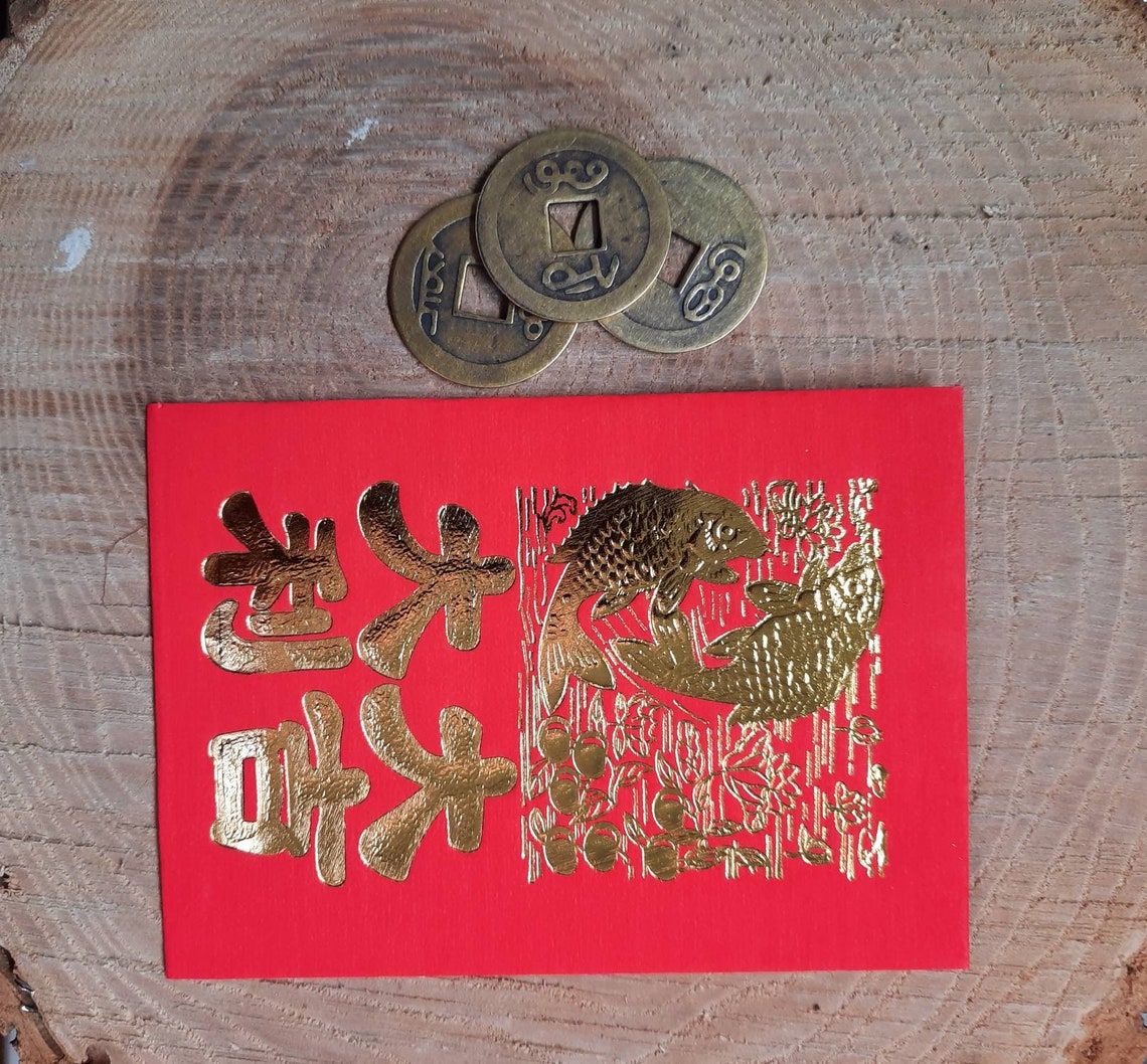 Feng Shui Lucky Chinese Coins and Lucky Red Envelope - Etsy