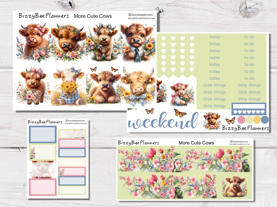More Cute Cows Standard Vertical Weekly Kit- Cow Vertical Mini Kit ...