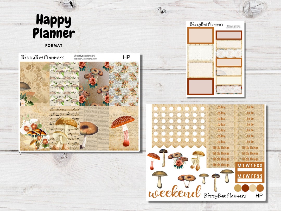 Vintage Mushrooms Classic Happy Planner Sticker Kit- Mushroom Stickers ...
