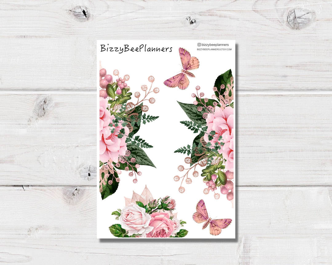 Flower and Butterfly Deco Stickers- Transparent Stickers- Planner ...