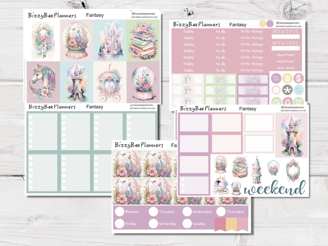 Fantasy Standard Vertical Weekly Kit Castle Planner Stickers - Etsy