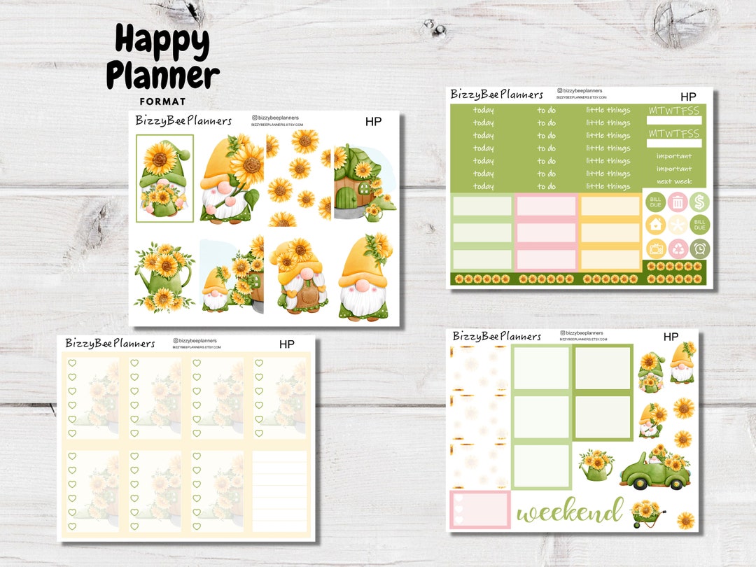 Sunflower Gnomes Classic Happy Planner Sticker Kit- Happy Planner ...