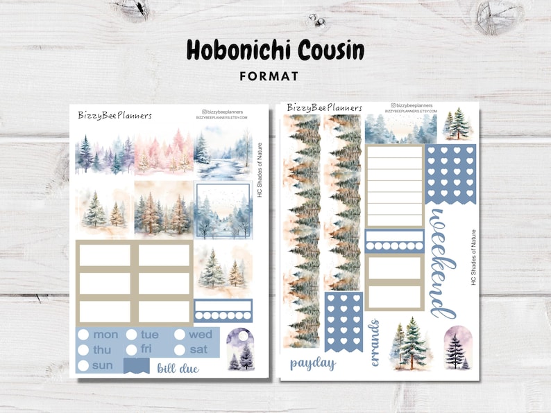 Shades of Nature Hobonichi Cousin Weekly Kit- Cousin Planner Stickers ...