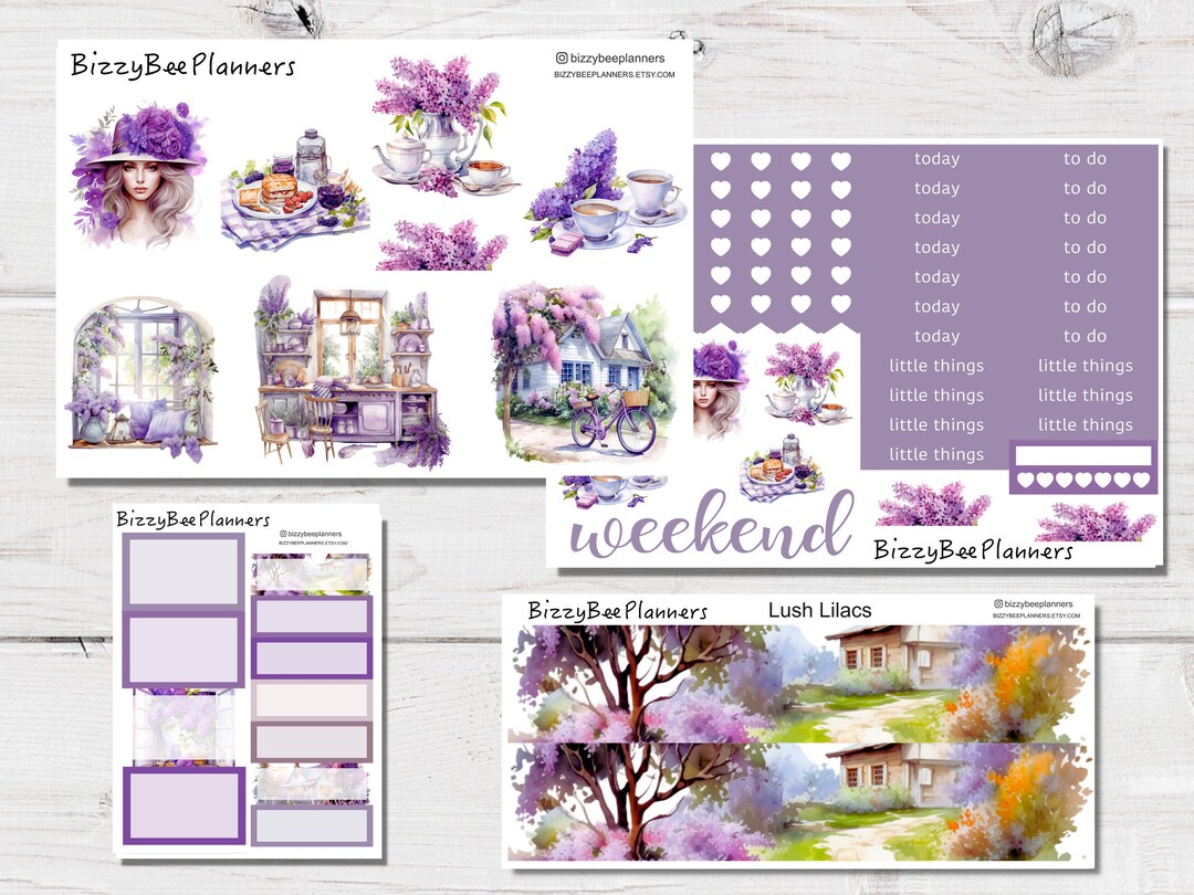Lush Lilacs Standard Vertical Weekly Kit- Weekly Planner Sticker Kit ...